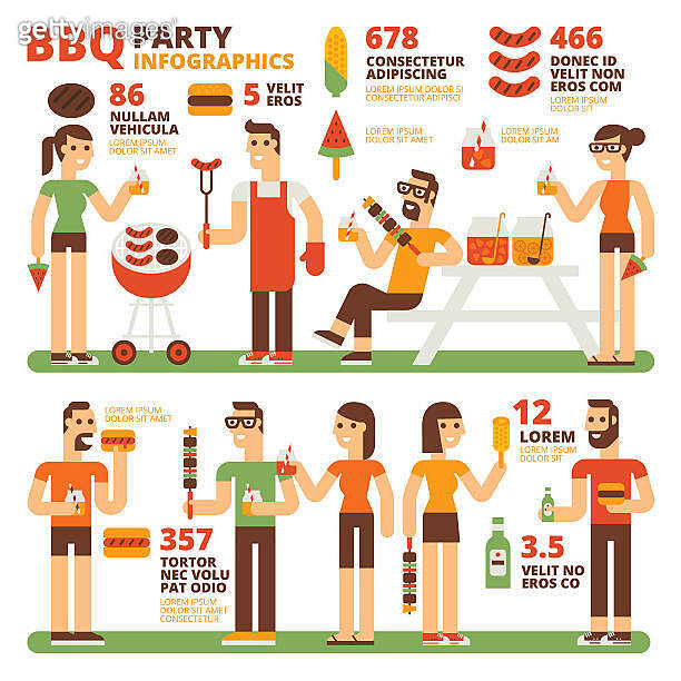BBQ Party Infographics 이미지 (485671870) - 게티이미지뱅크