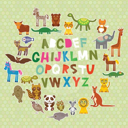 alphabet for kids A to Z. Set of funny animals 이미지 (473217880) - 게티이미지뱅크