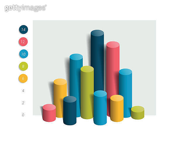 3D colummn chart, graph. Simply color editable. Infographics elements ...