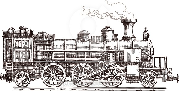 retro steam locomotive vector logo design template. train or railway ...