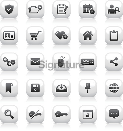 White Button Icons Set | Web & Internet (489111088) 일러스트, 무료 일러스트 - 게티이미지뱅크