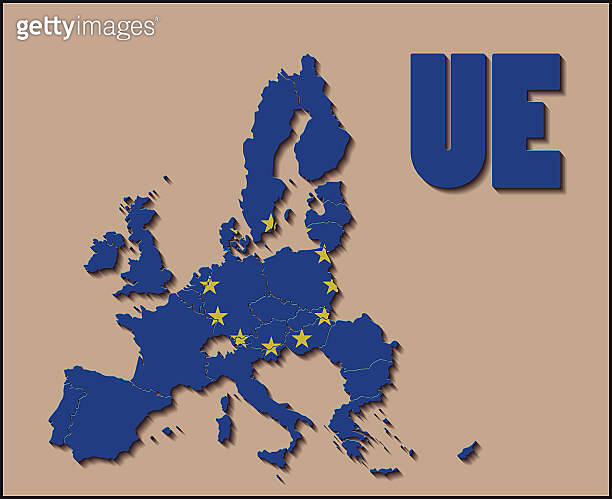 Map of European Union with Flag Background 이미지 (466986460) - 게티이미지뱅크