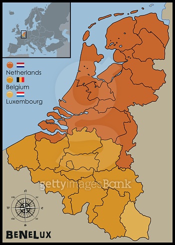 Location, Flags and Map of Benelux 이미지 (483882868) - 게티이미지뱅크