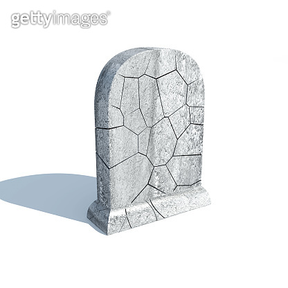 Broken Gravestone with shadow isolated on white background 이미지 ...