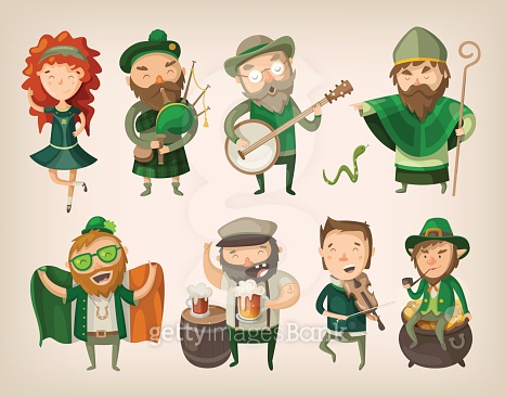 Set of irish characters. 이미지 (465596404) - 게티이미지뱅크