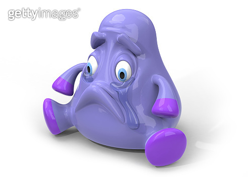 Sad, lonely, cute Japanese kawaii style character 3D illustration 이미지 ...