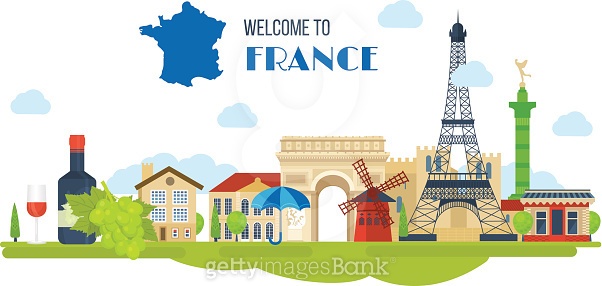 French Landmarks.. Eiffel tower, Notre Dame in Paris, France 이미지 ...