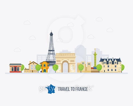 French Landmarks.. Eiffel tower, Notre Dame in Paris, France 이미지 ...