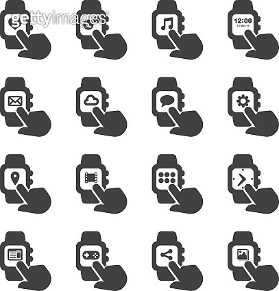 Smartwatch Function Silhouette icons | EPS10 (482064476) 일러스트, 무료 일러스트 ...