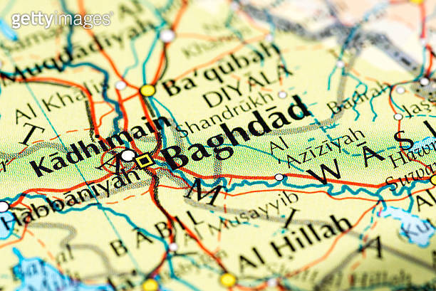 Baghdad map close up 이미지 (477492964) - 게티이미지뱅크