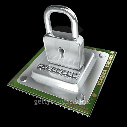 Concept. Processor unit CPU the lock. 3d render High resolution ...