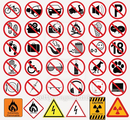 Set of Signs for Different Prohibited Activities 이미지 (475643328) - 게티이미지뱅크