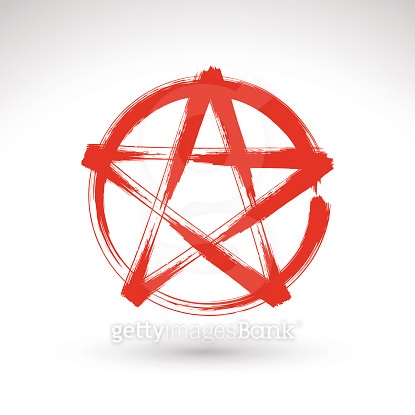 Hand drawn pentagram icon scanned and vectorized, brush drawing ...