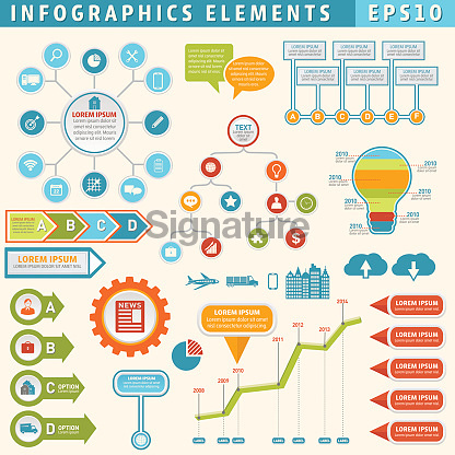 Colourful Infographic Timeline Elements Set 이미지 (490077386) - 게티이미지뱅크