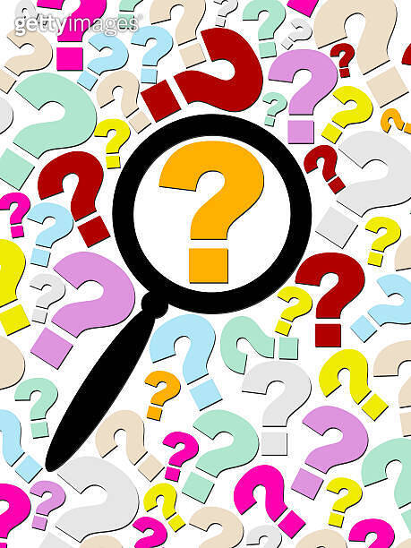 Colored Question marks with magnifying glass (539324109) 일러스트, 무료 일러스트 ...
