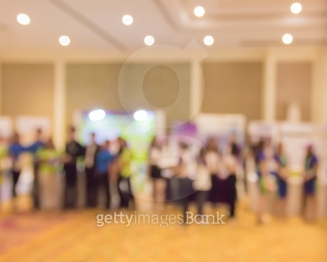 Abstract blur people in press conference event room, business concept ...