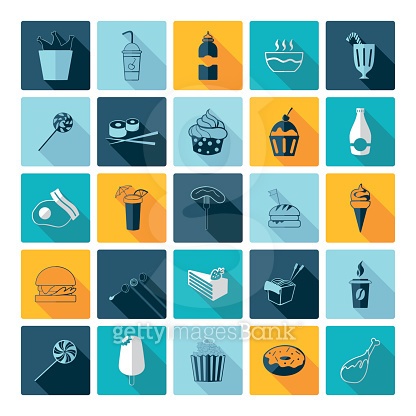 Flat concept design with shadow Set fast food (502761516) 일러스트, 무료 일러스트 ...