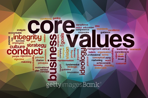Core values word cloud with abstract background (477068510) - 게티이미지뱅크