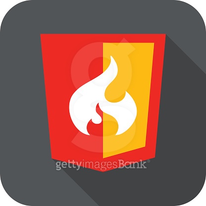 vector illustration of web shield, flame php framework, isolated flat ...