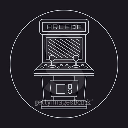 pixel art style simple line drawing of arcade cabinet isolated 이미지 ...