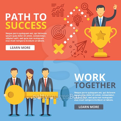 Path to success. work together, team work flat illustration set 이미지 ...