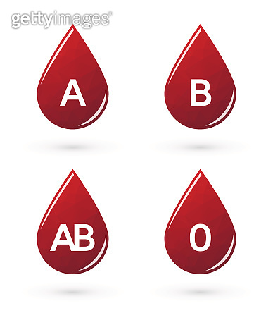 Drops of blood with triangles labeled blood type (536613763) - 게티이미지뱅크