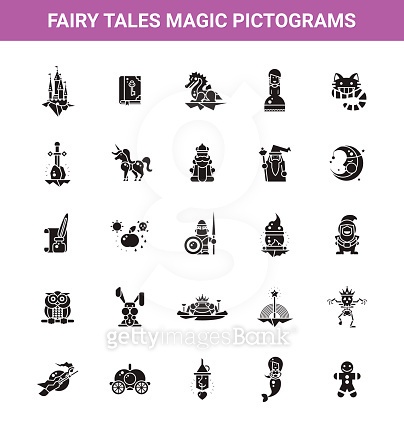 Set of fairy tales flat design magic icons and pictograms 이미지 ...