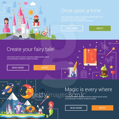 Set of banners, headers, illustrations with fairy tales flat design 이미지 ...