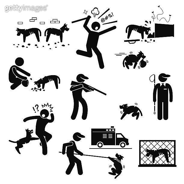Stray Dog Problem Issue Stick Figure Pictogram Icons 이미지 (478912962 ...