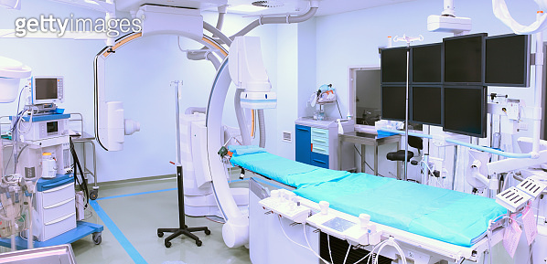 Operating room with advanced equipment. Interventional, Arrhythmology ...