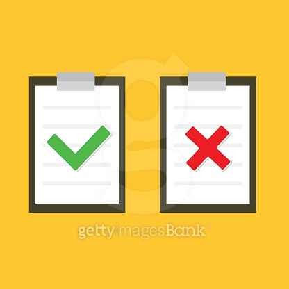 Yes No chek mark sign clipboard Lined paper notebook Flat (484602864 ...