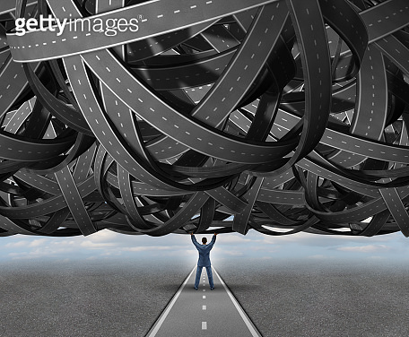 Animated man on a road holding up a bundle of roads 이미지 (469723618 ...