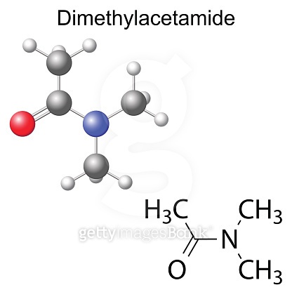 Chemical formula and model of dimethylacetamide molecule 이미지 (485150426 ...