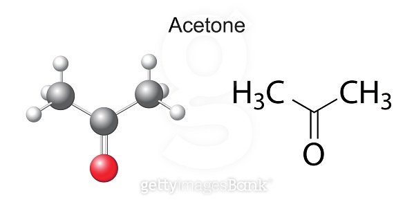 Structural chemical formula of acetone molecule 이미지 (483241420) - 게티이미지뱅크