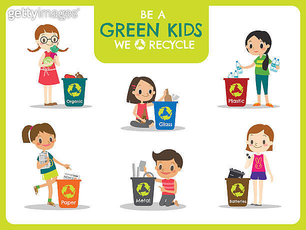 kids segregating trash recycling concept illustration 이미지 (527536678 ...