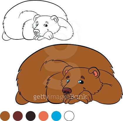 Coloring page. Color me: bear. Cute brown bear. 이미지 (540736302) - 게티이미지뱅크
