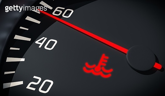 Engine overheating control. Coolant warning light in car dashboard. 이미지 ...