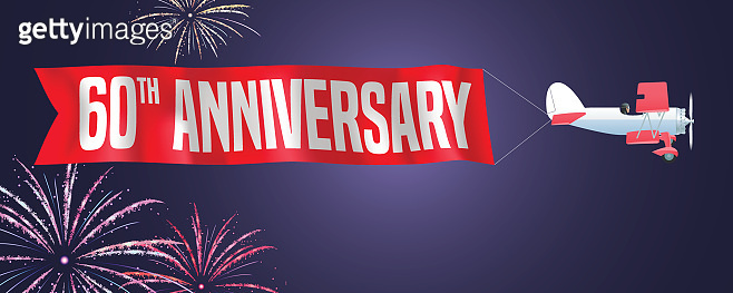 60 years anniversary vector illustration, banner, flyer (627156066 ...