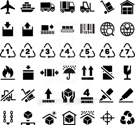 Logistic delivery packing sign and transportation industry icons 이미지 ...
