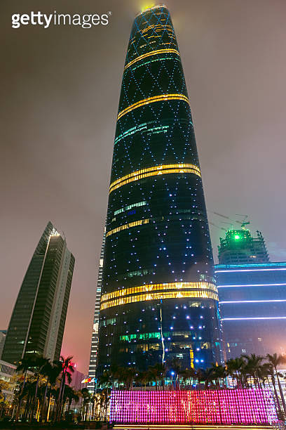 Beautiful Architecture IFC skyline in Guangzhou at night,China 이미지 ...