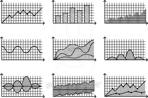charts in thin line style Outline graphs for infographic vector 이미지 ...