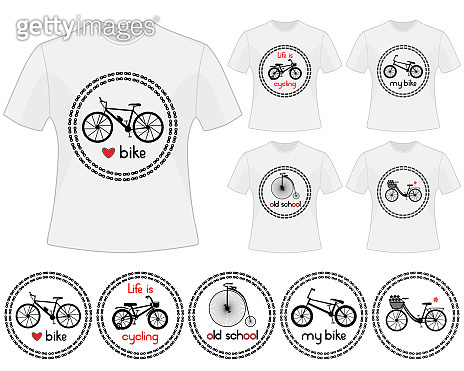 Cycling vector labels for t-shirt design (495458912) - 게티이미지뱅크