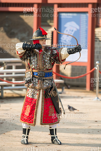 Korean soldier with traditional Joseon dynasty during show martial arts ...