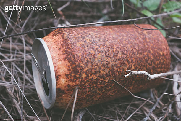 rusty drink can in the forest. (507259780) - 게티이미지뱅크