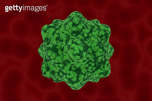 Virus Spore on Blood Red Cellular Background - 3D Illustration ...