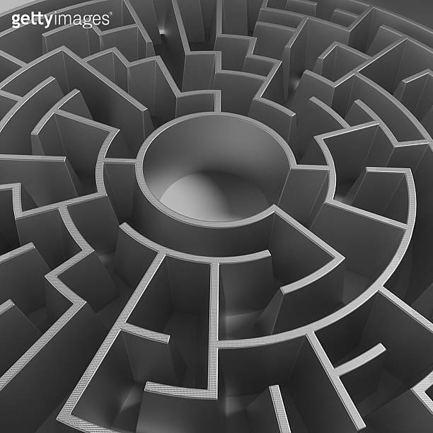 3d round gray maze background, abstract labyrinth 이미지 (511592508) - 게티이미지뱅크