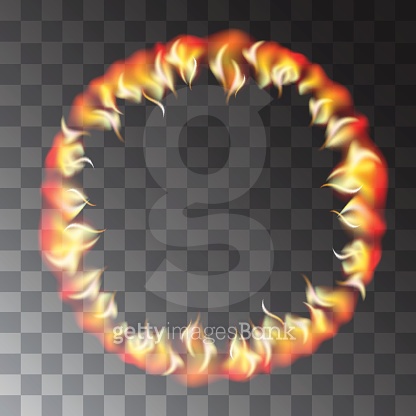 Vector illustration of fire flame. Circular frame. Ring of fire 이미지 ...