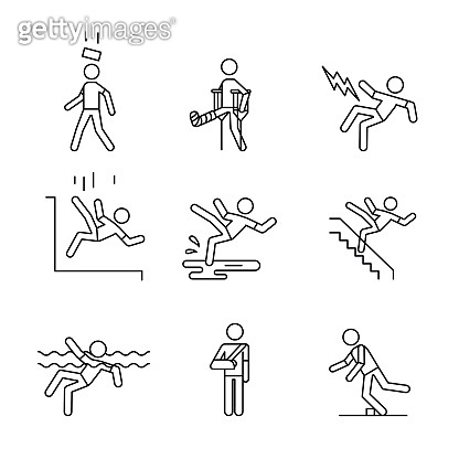 Man accident and traumas safety sign set 이미지 (626826990) - 게티이미지뱅크