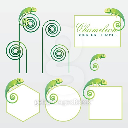 Geometric green chameleon lizard page decoration borders and frames 이미지 ...