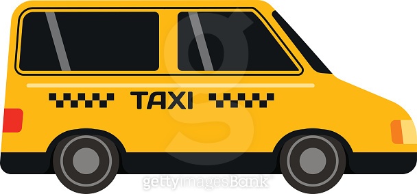 Yellow taxi bus vector illustration. (585328386) 일러스트, 무료 일러스트 - 게티이미지뱅크